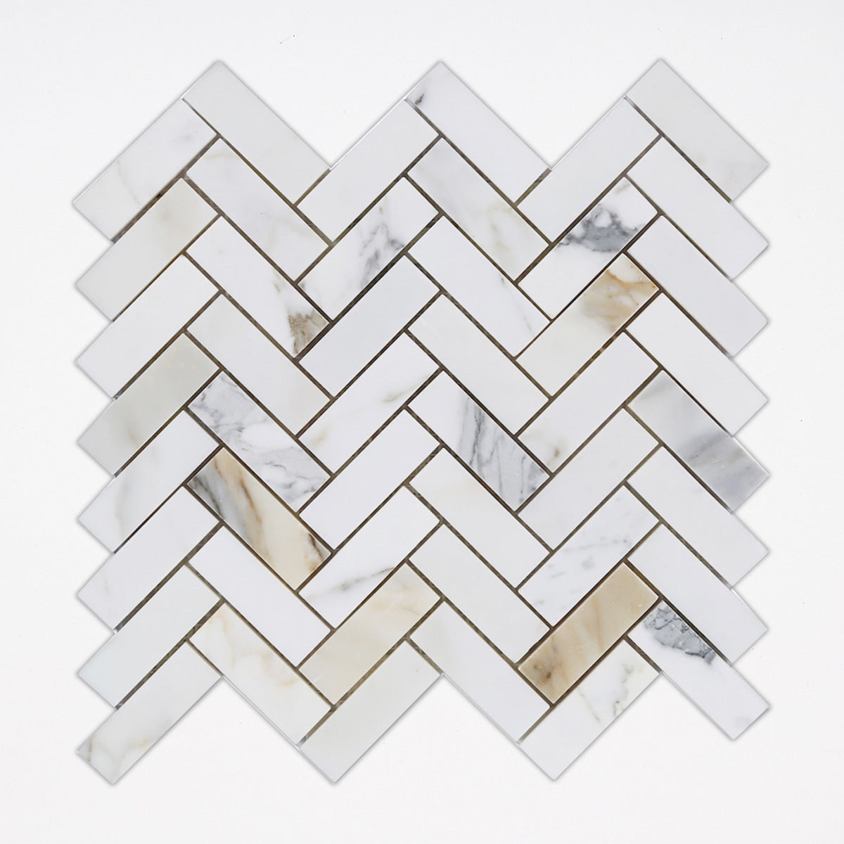 Calacatta Gold Honed 1X3 Herringbone Marble Mosaic – Stonefield Company